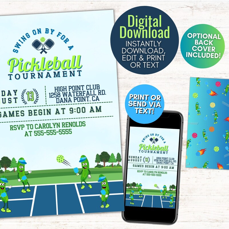 Pickleball Tournament Invitation - Etsy