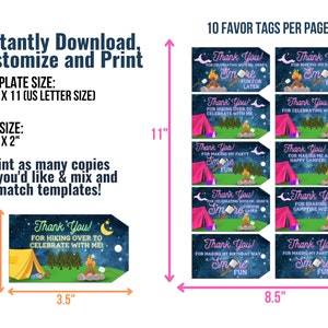 Camping Favor Tags Customizable Template, Digital Download, Thank You ...