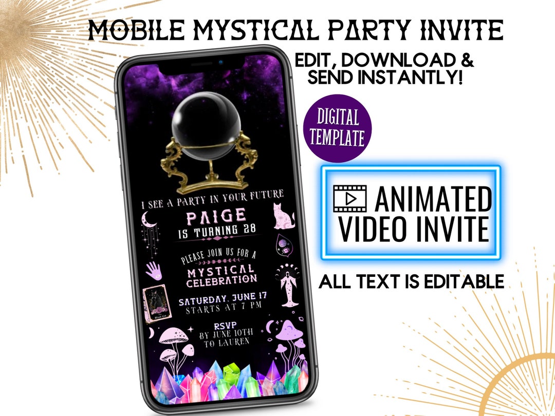 Mystical Birthday Party Video Invite, Animated Invitation, Magical ...