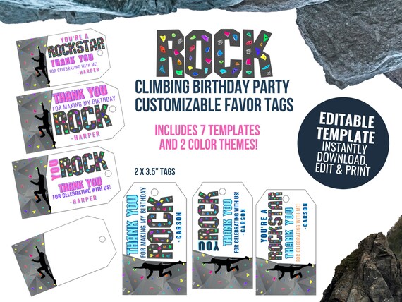 Rock Climbing Birthday Party Customizable Favor Tags - Etsy