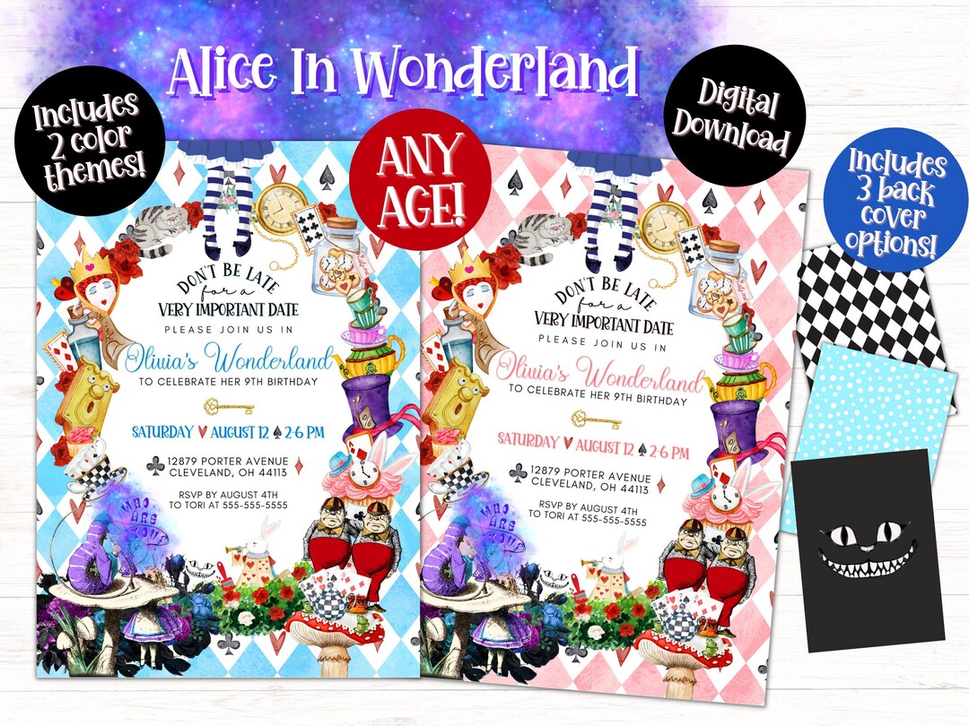 Wonderland Birthday Invitation, ANY AGE Birthday, 2-IN-1, Digital ...