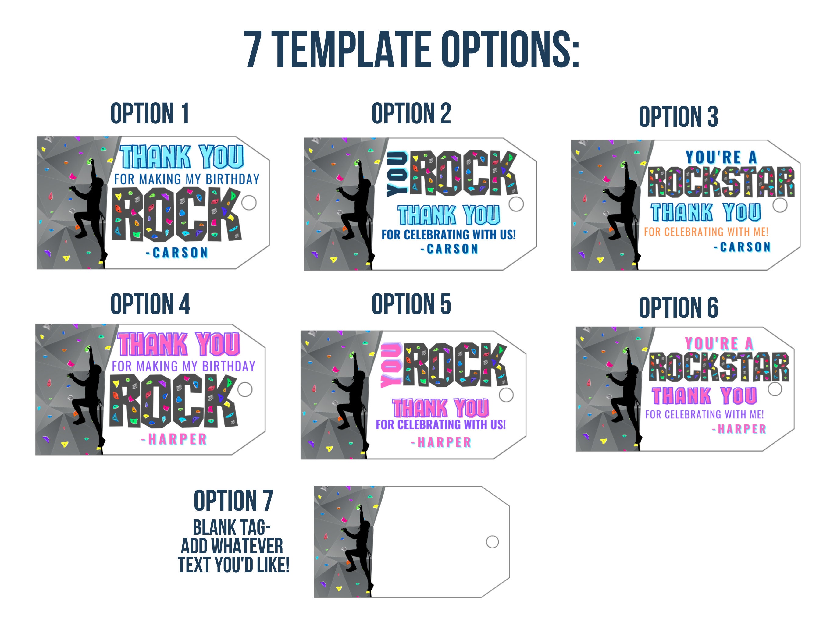 Rock Climbing Birthday Party Customizable Favor Tags, Template ...