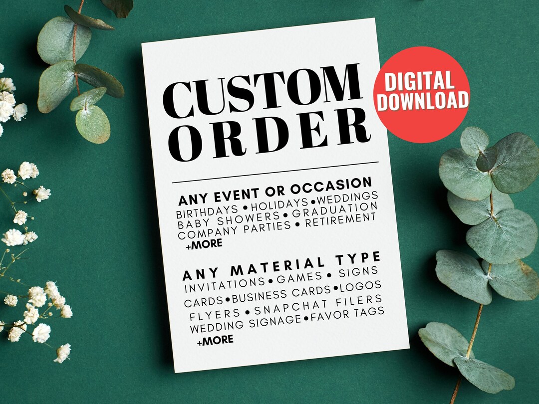 Custom Design Order, Digital File Download, ANY Occasion, Invitations ...