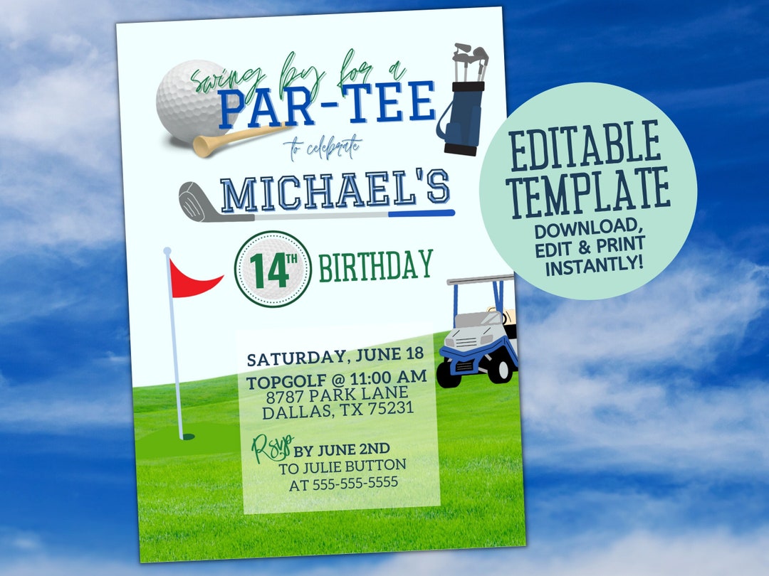 Golf Birthday Invite Customizable Template, Topgolf, Driving Range ...