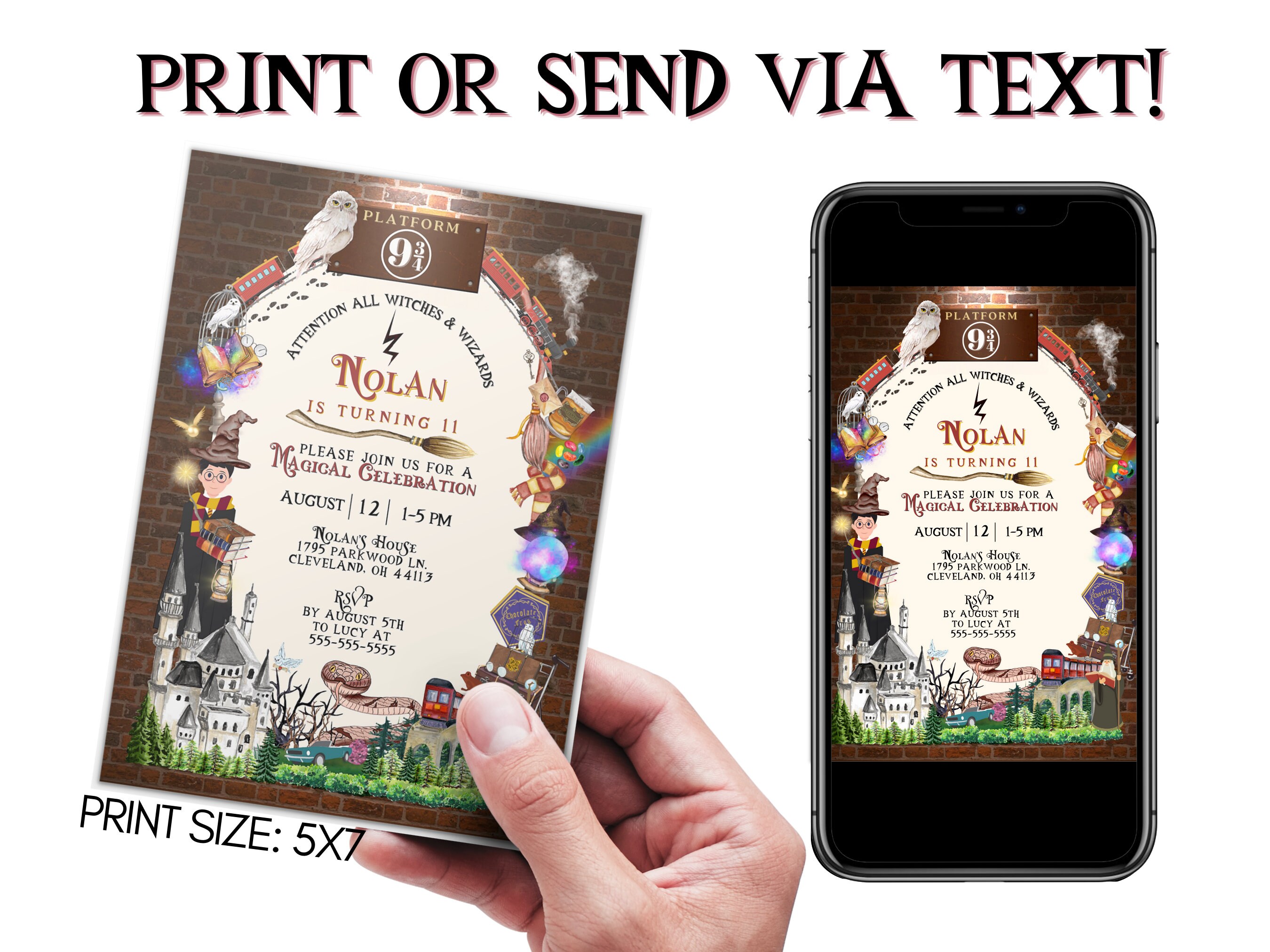 Wizard Birthday Party Invitation, Magical Wizard Invite, ANY AGE, Kid's ...
