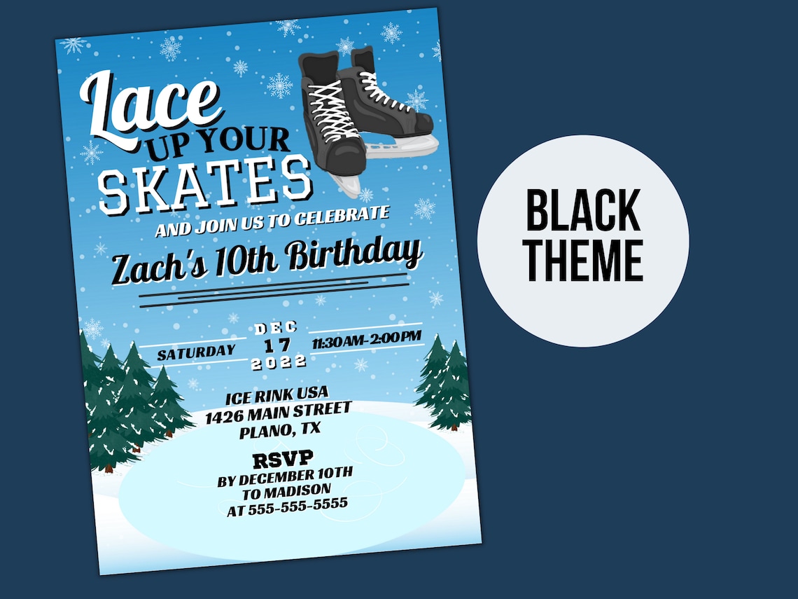 Ice Skating Birthday Invite Customizable Template, Digital Download, 2 ...