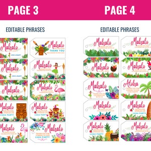 Luau Party Favor Tags Customizable Template, Thank You Tags, Hawaiian ...
