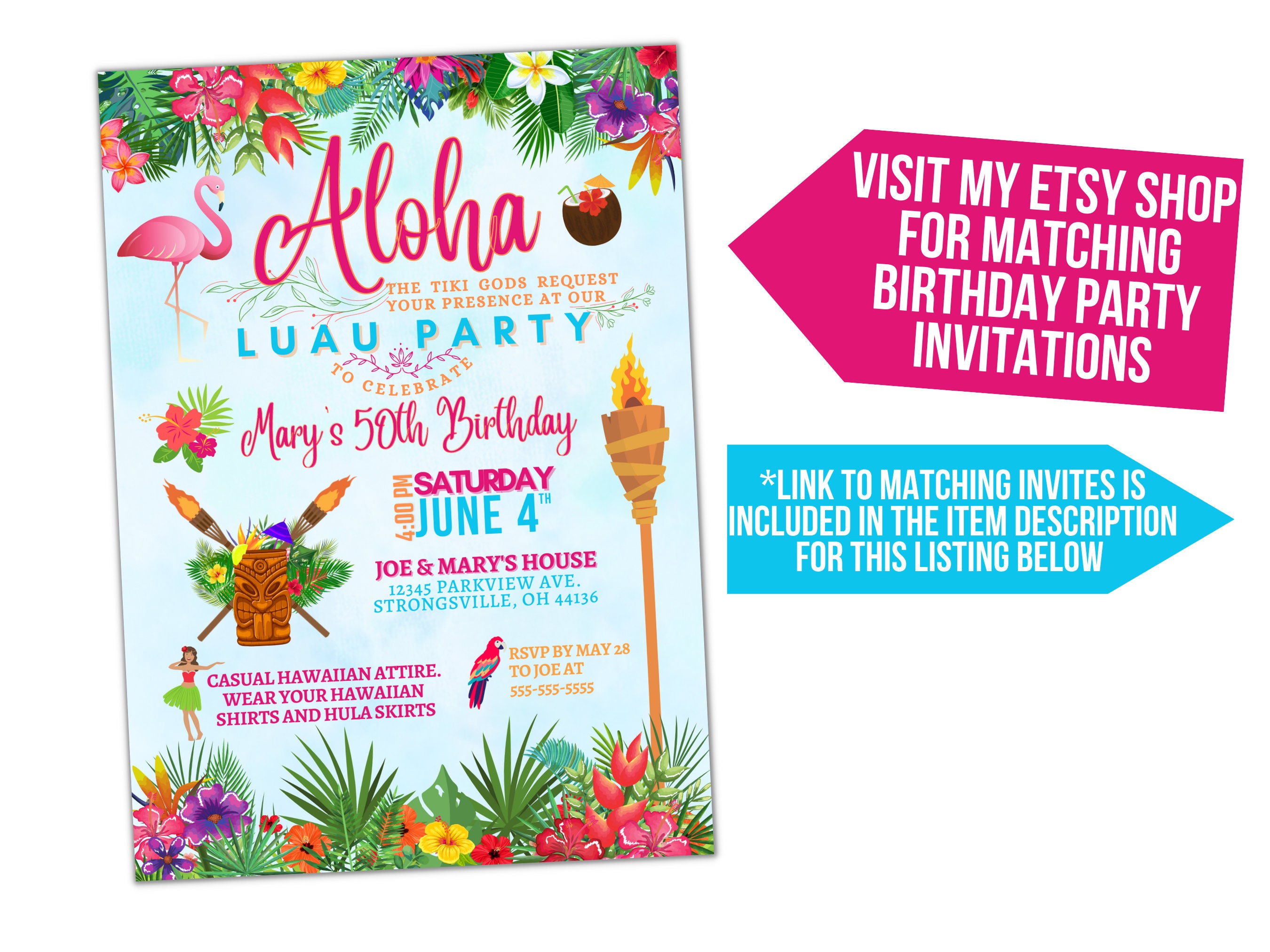 Luau Party Favor Tags Customizable Template, Thank You Tags, Hawaiian ...
