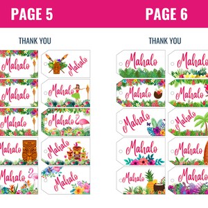 Luau Party Favor Tags Customizable Template, Thank You Tags, Hawaiian ...