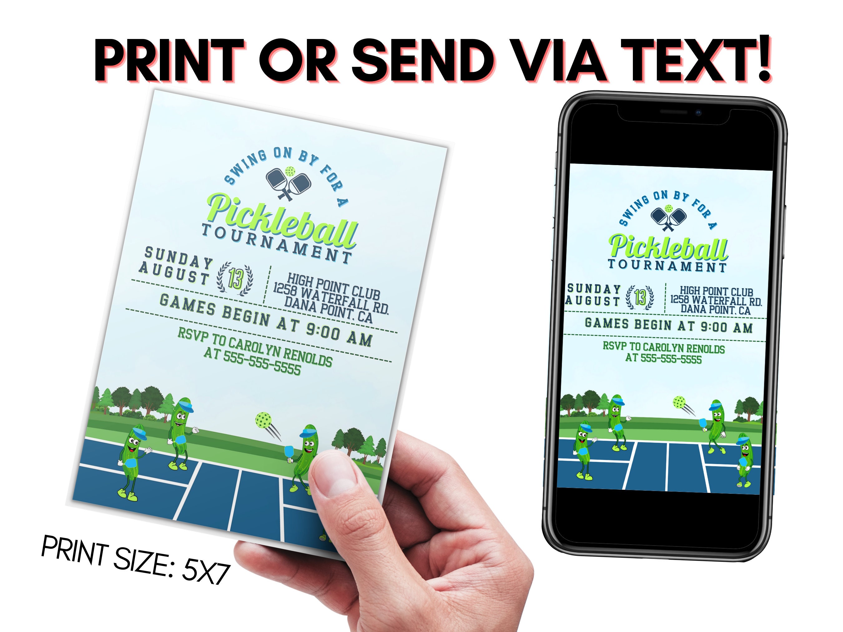 Pickleball Tournament Invitation, Customizable Template, Competition ...