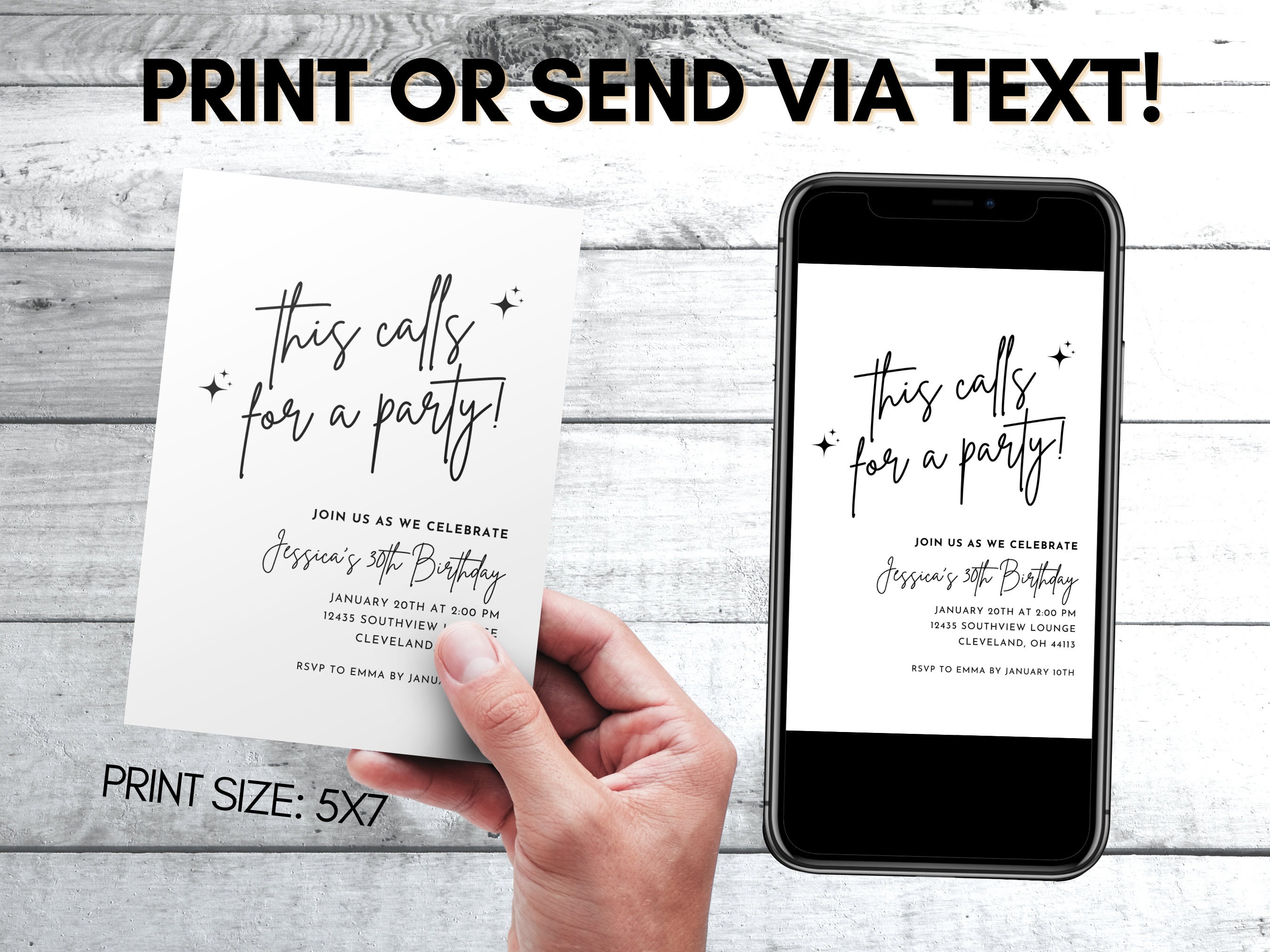 This Calls for a Party Invitation Editable Template, Simple Birthday ...