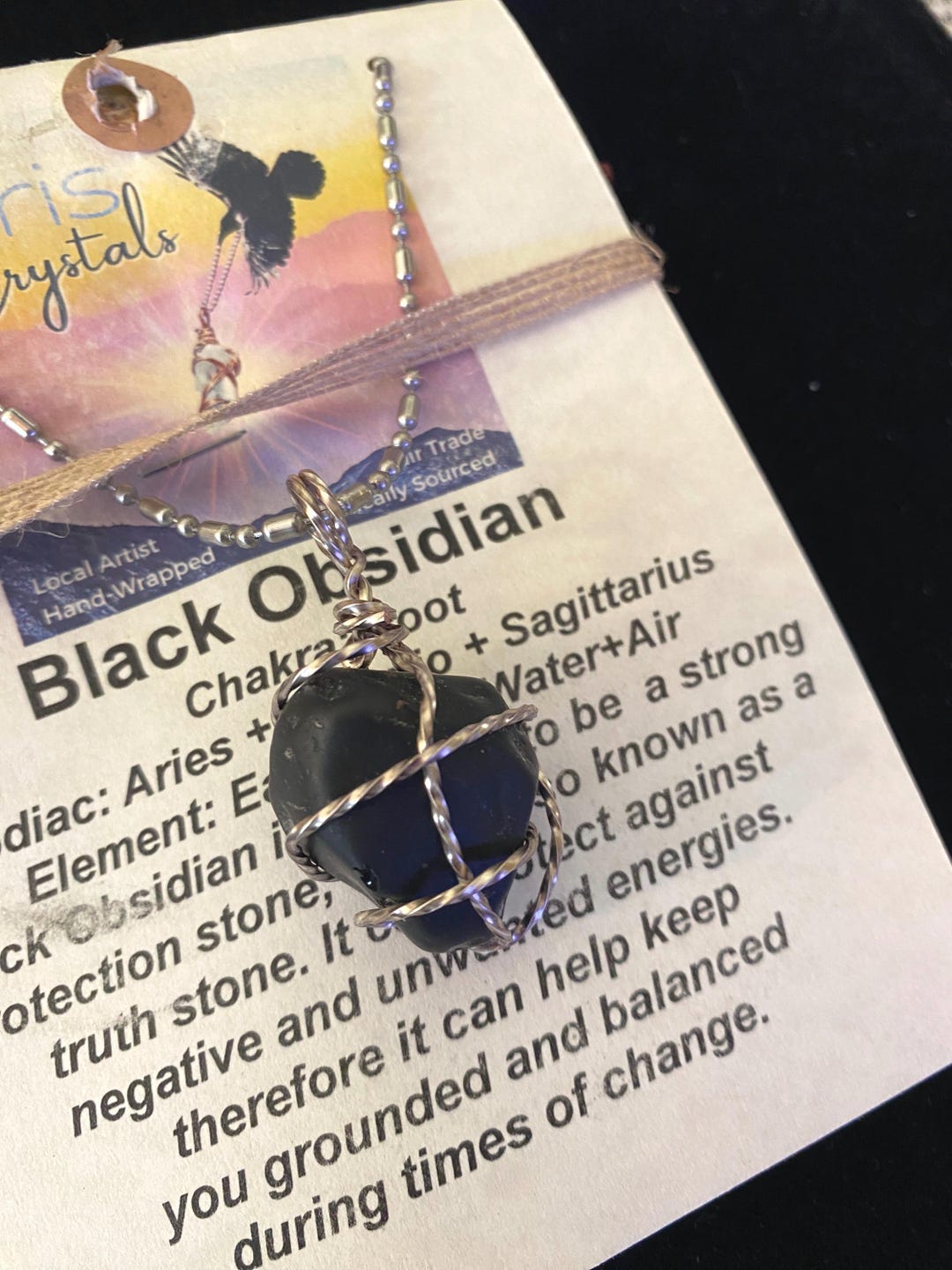 Black Obsidian 1150: Black Obsidian Wrapped in Silver Plated Copper ...