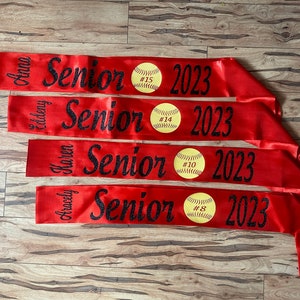 Senior Softball Sash Words Done in Non Glitter Material - Etsy