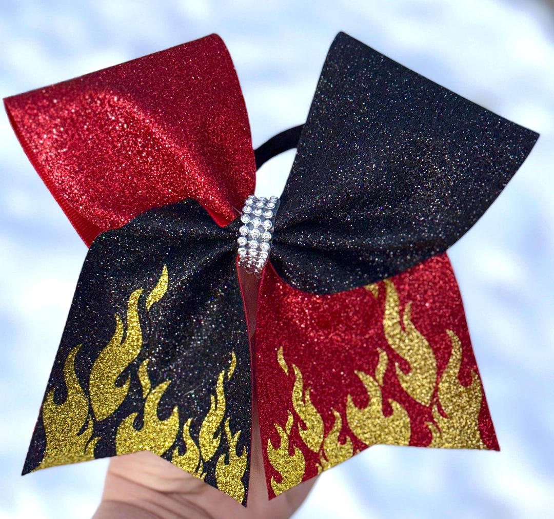 Fire Flame Tail Two Color Glitter Bow Customizable Team Orders Welcome ...