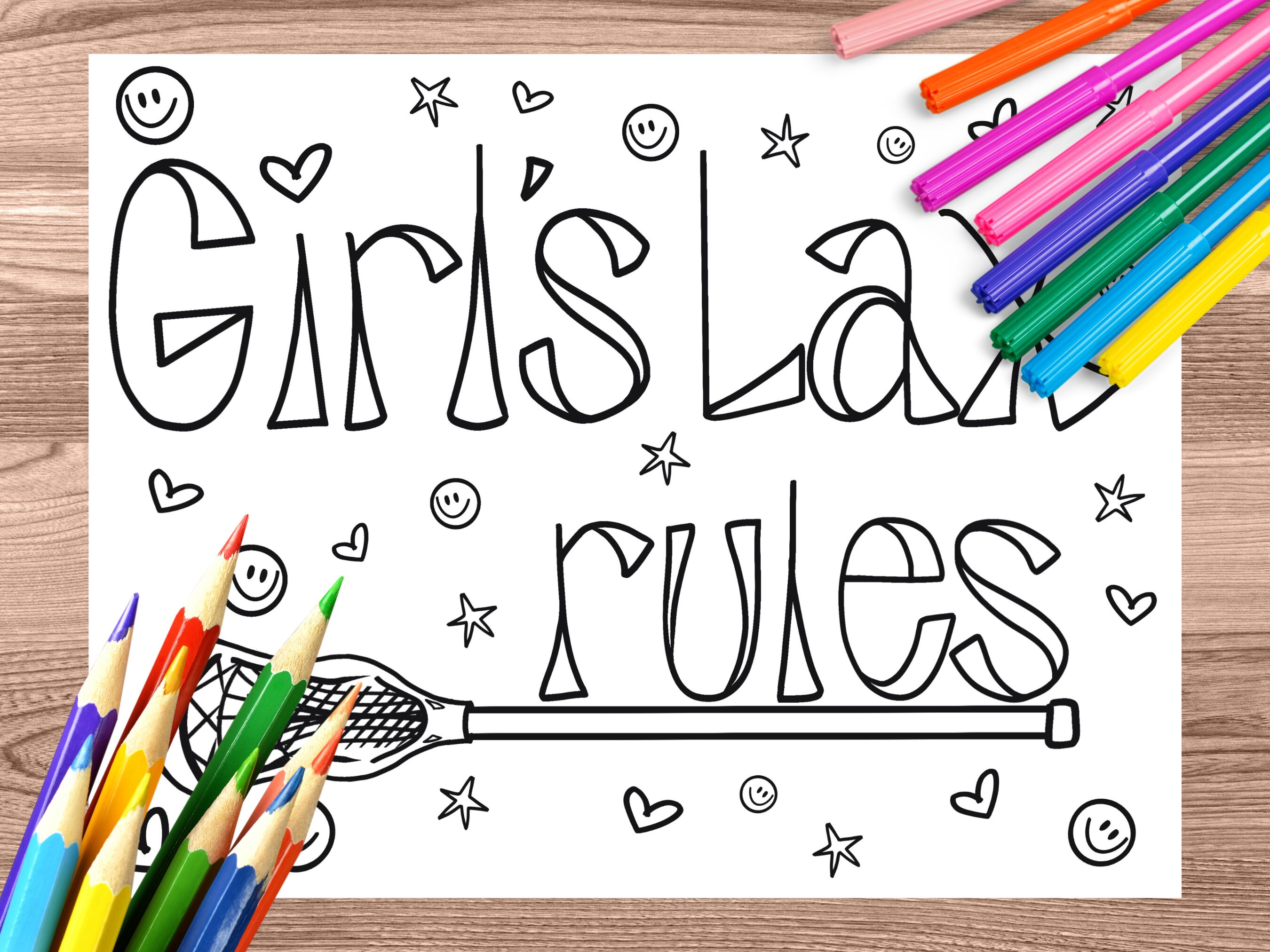 Girls Lacrosse Easter Printable Coloring Pages (5 Sheets) - Etsy