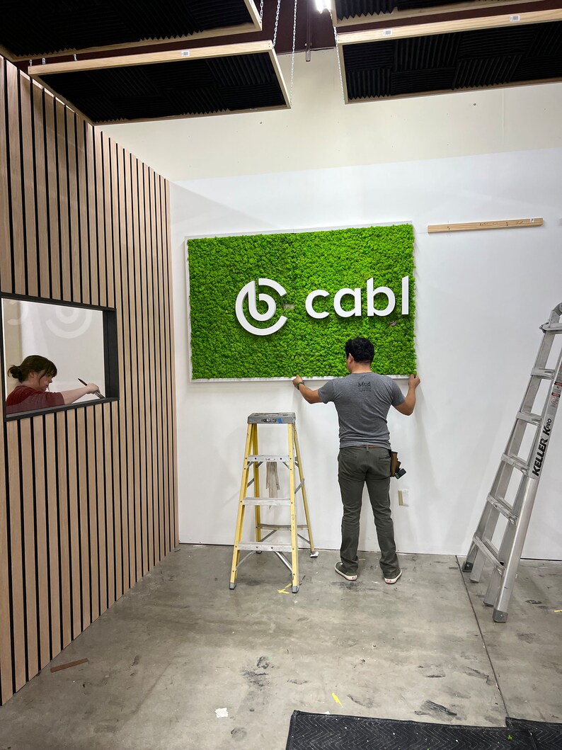 Custom Moss Wall Art, Real Moss Custom Logo Sign, Custom Moss LED Light ...