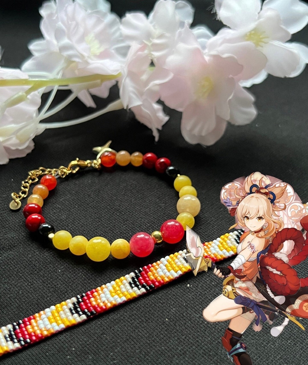 Yoimiya Gemstone Bracelet Beaded Bracelet Made of Natural Stones Jade ...