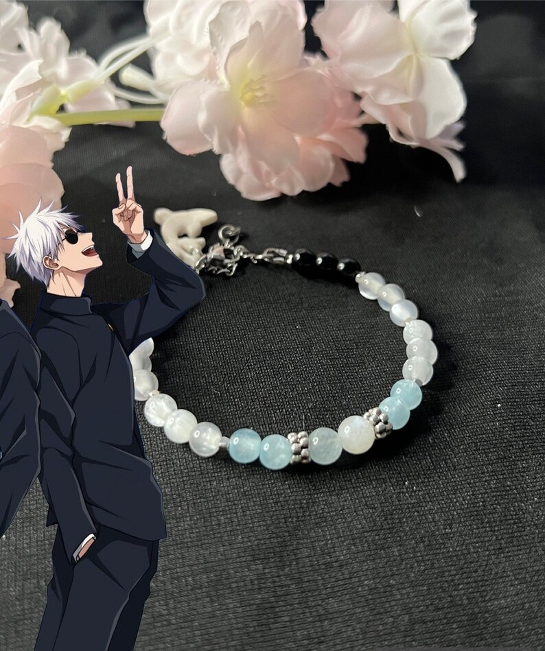 Gojo Satoru Gemstone Bracelet Jujutsu Kaisen Inspiration Aquamarine ...