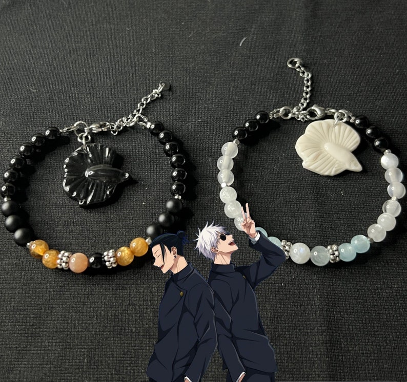Geto Suguru Gemstone Bracelet Jujutsu Kaisen Inspiration Onxy Peach ...
