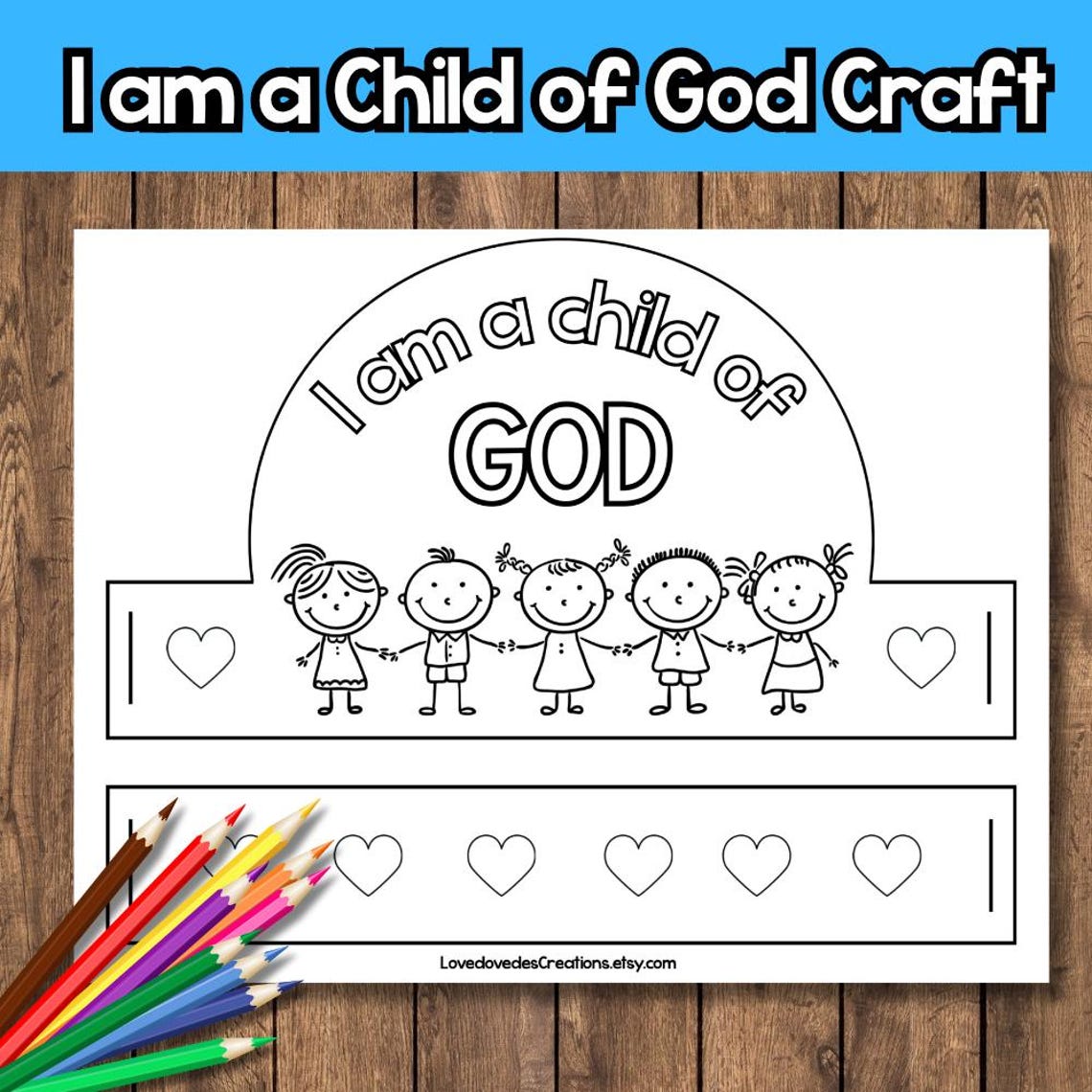 I Am Child of God Paper Hat Craft PDF Bible Coloring Page (digital ...