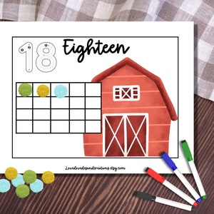 FINE MOTOR Pom Pom Counting & Tracing Set 1-20 Farm Animal - Etsy