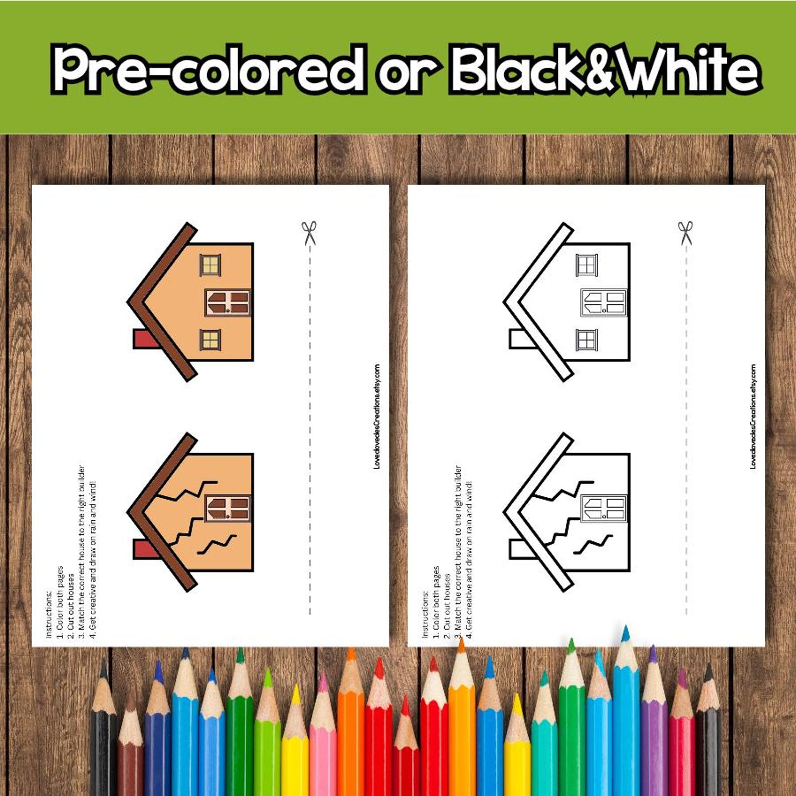 Wise and Foolish Builder Bible Cut and Paste Craft: Sunday School Bible ...