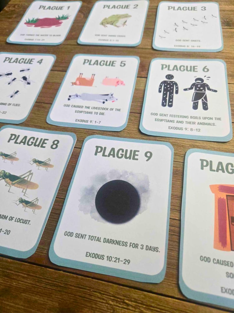 10 Plagues of Egypt Flash Cards: Bible Lesson Activity (PDF) - Etsy