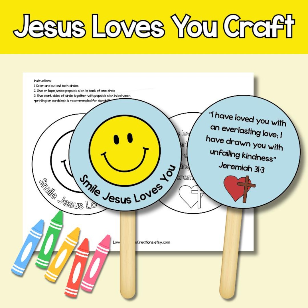 Smile Jesus Love You Bible Fan Craft Printable, Jeremiah 31:3 Bible ...
