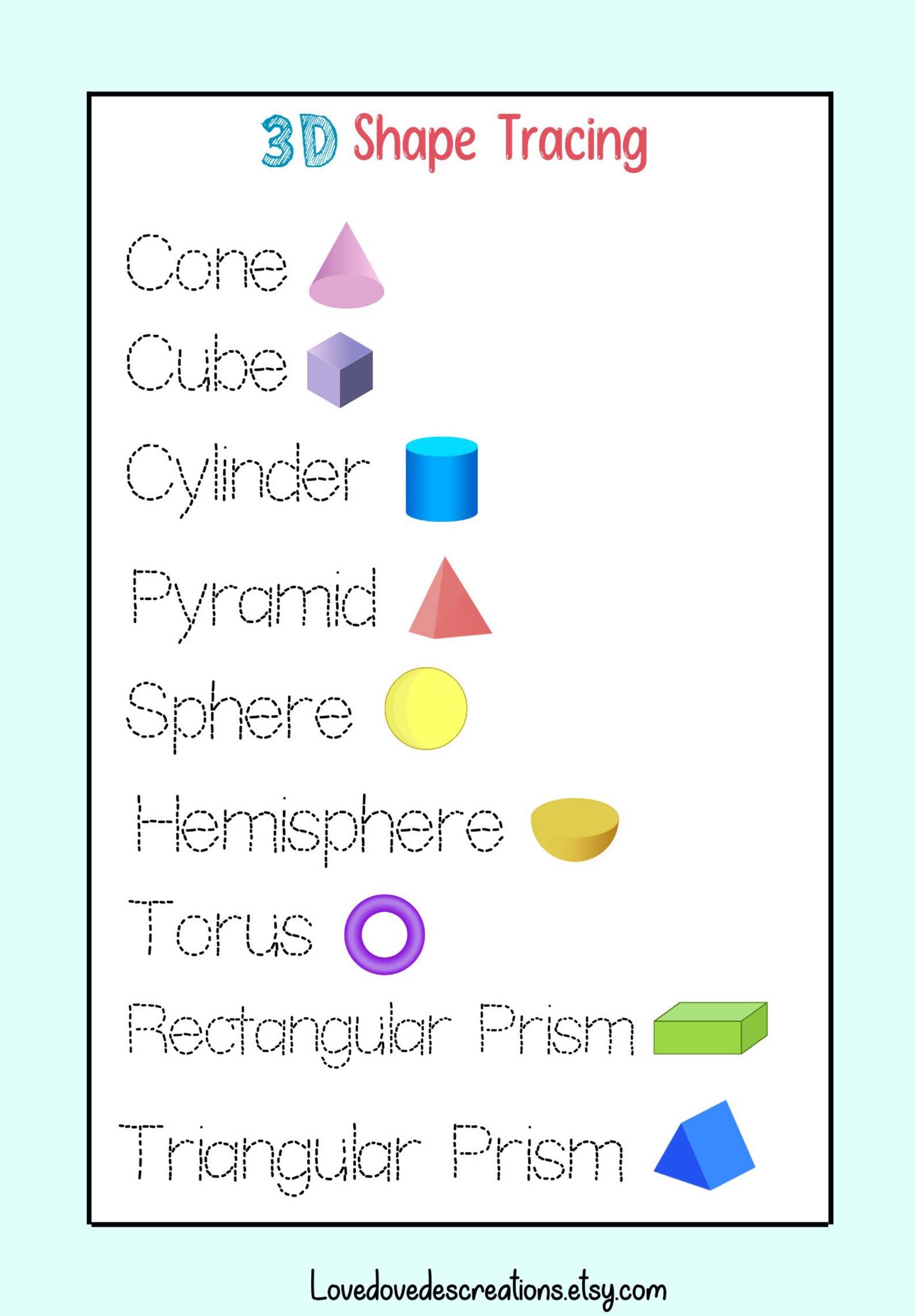 3D Shapes Matching Activity 3D Shapes Matching Geometry - Etsy