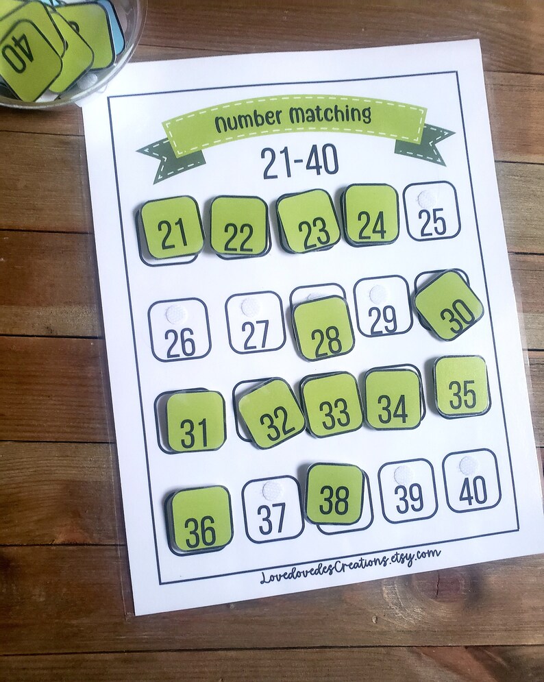 Number Matching Busy Book 1-100, Number Matching Worksheet, Number ...