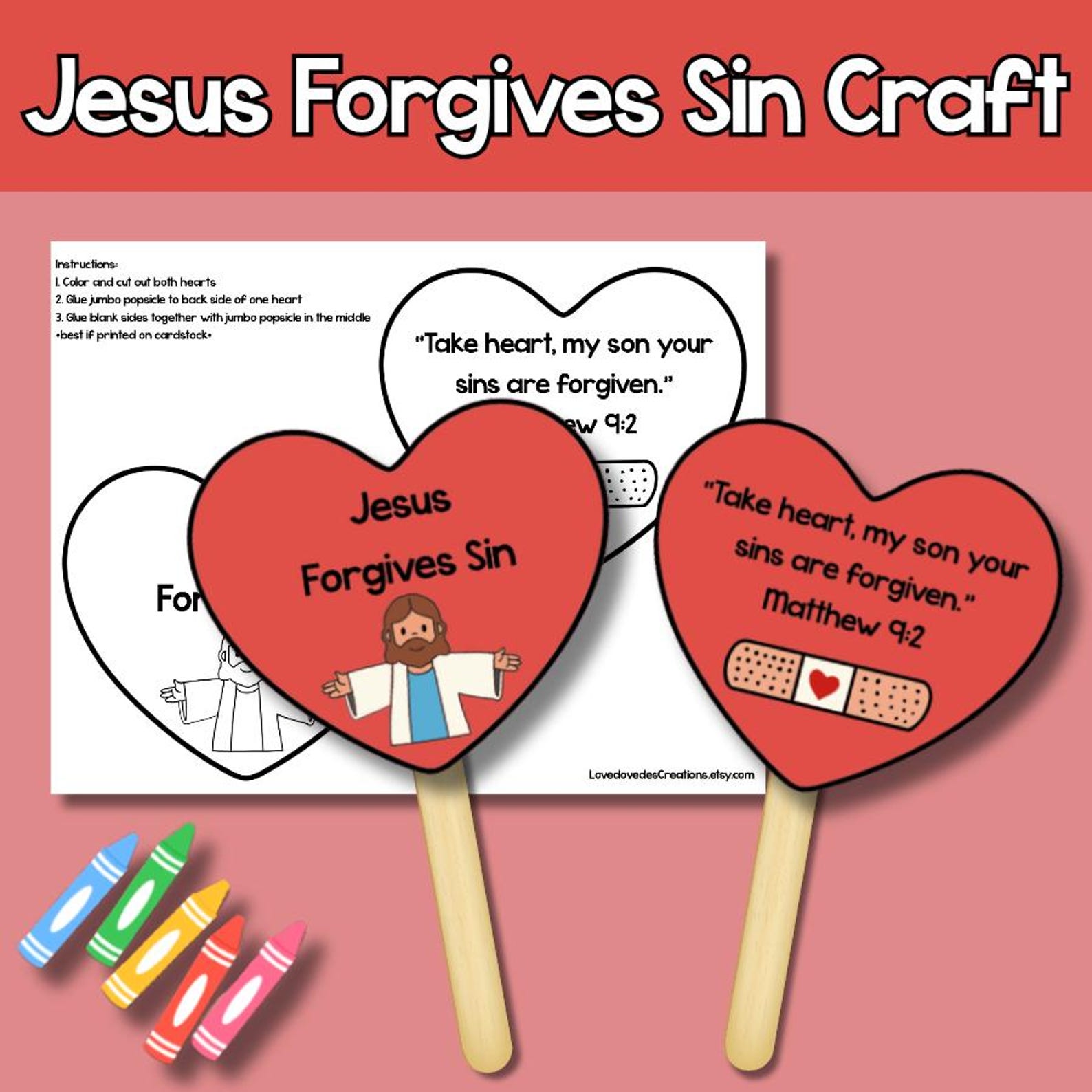 Jesus Forgives Sin Bible Fan Craft Printable, Printable Bible Verse ...