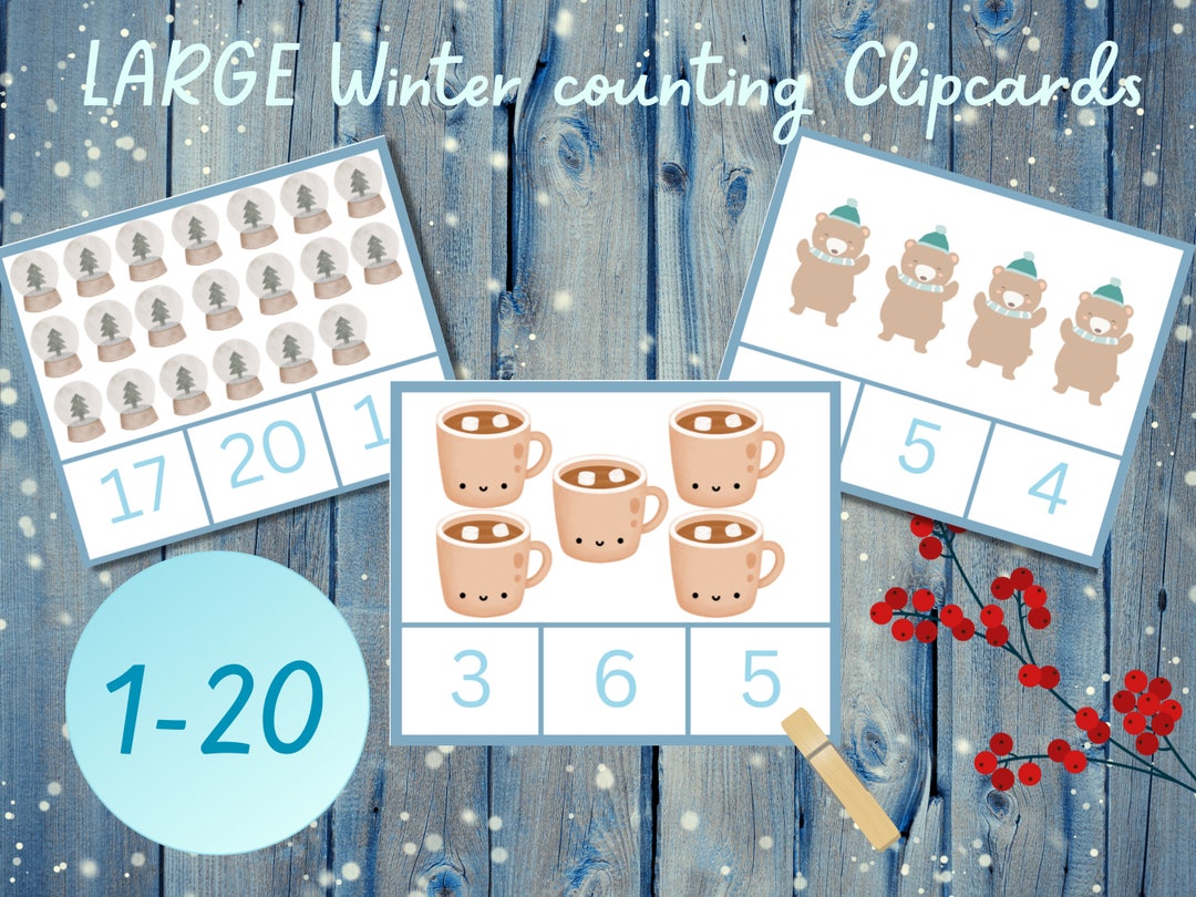 Winter Count and Clip Cards, Winter Counting Activity, Winter Counting ...
