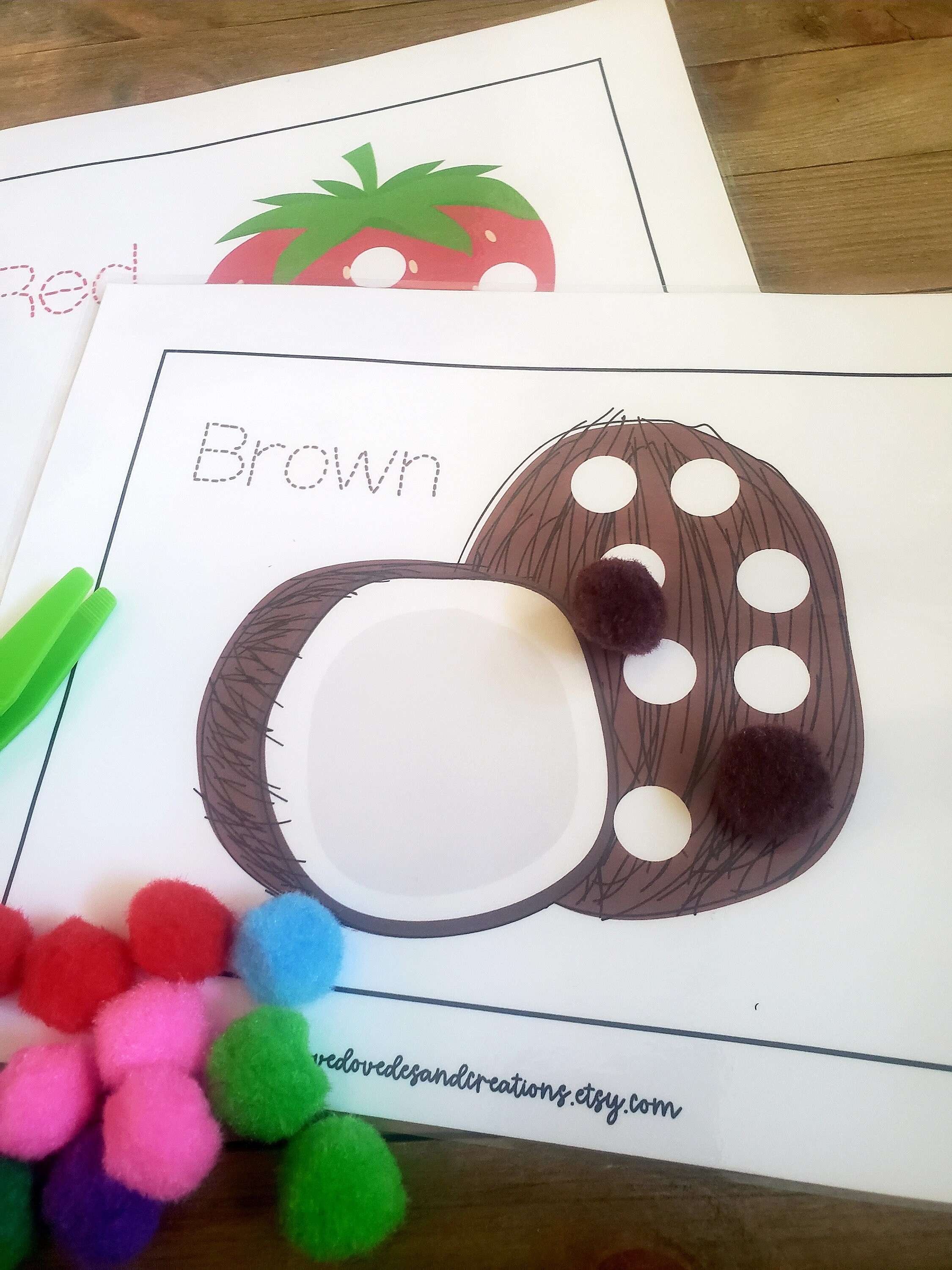 FINE MOTOR POM Pom Color Sorting Activityprinted&shipped Fruit,color ...