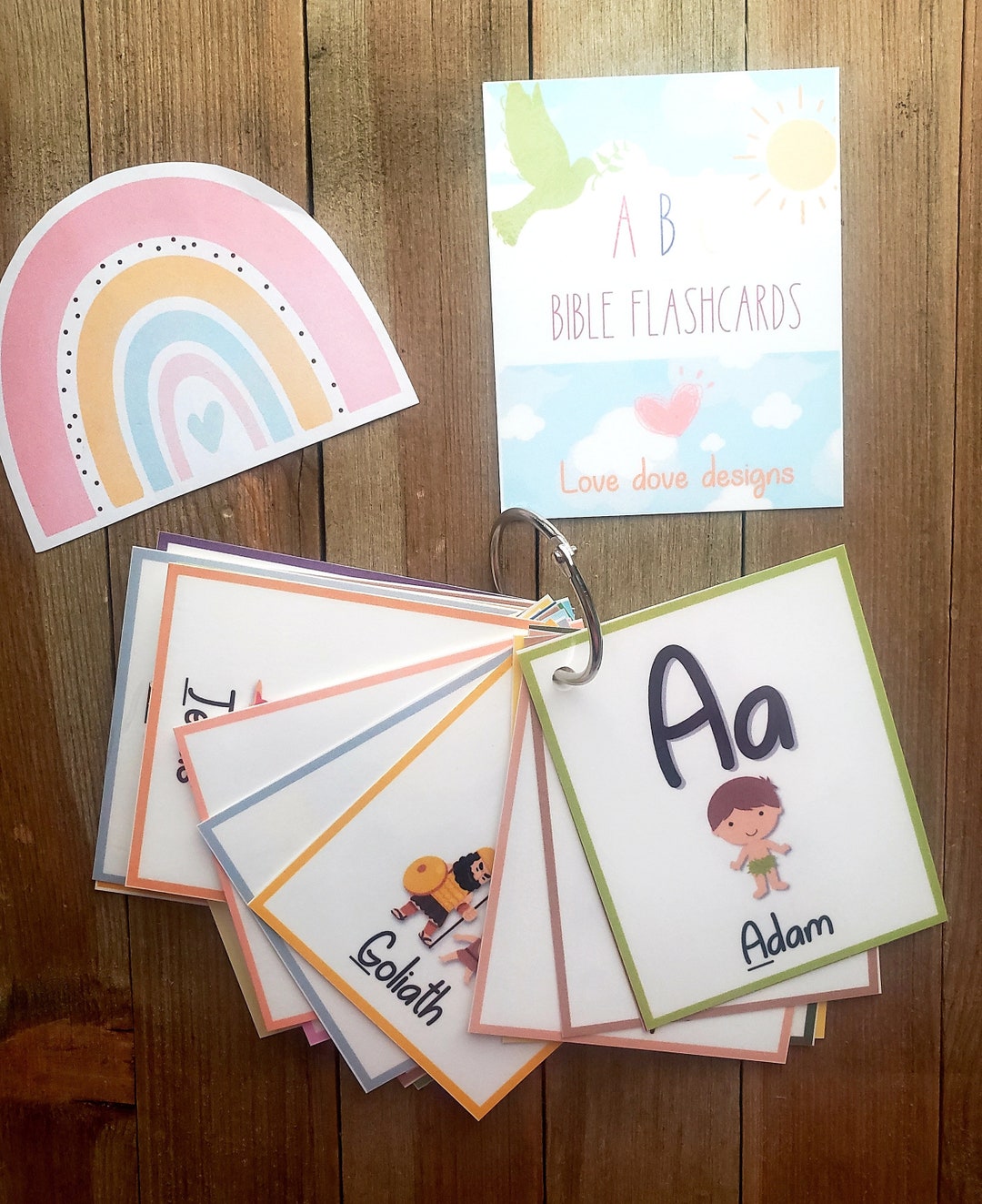 Childrens ABC Bible Themed Flash Cards, Bible Flash Cards, Childrens ...