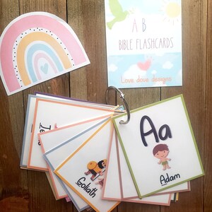 Childrens ABC Bible Themed Flash Cards, Bible Flash Cards, Childrens ...