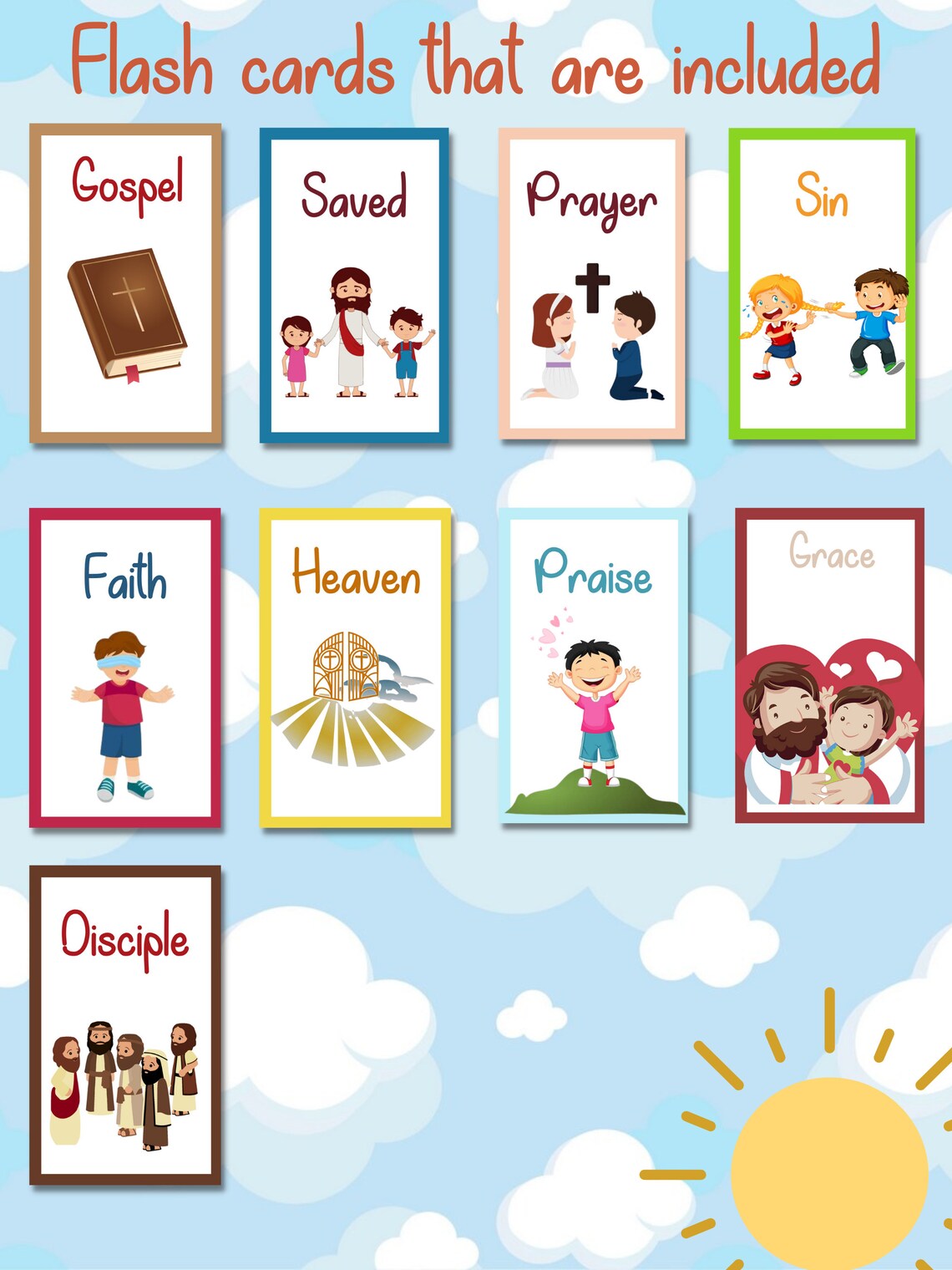 Bible Term Flashcards for Children Bible Flashcards Chrisitan - Etsy