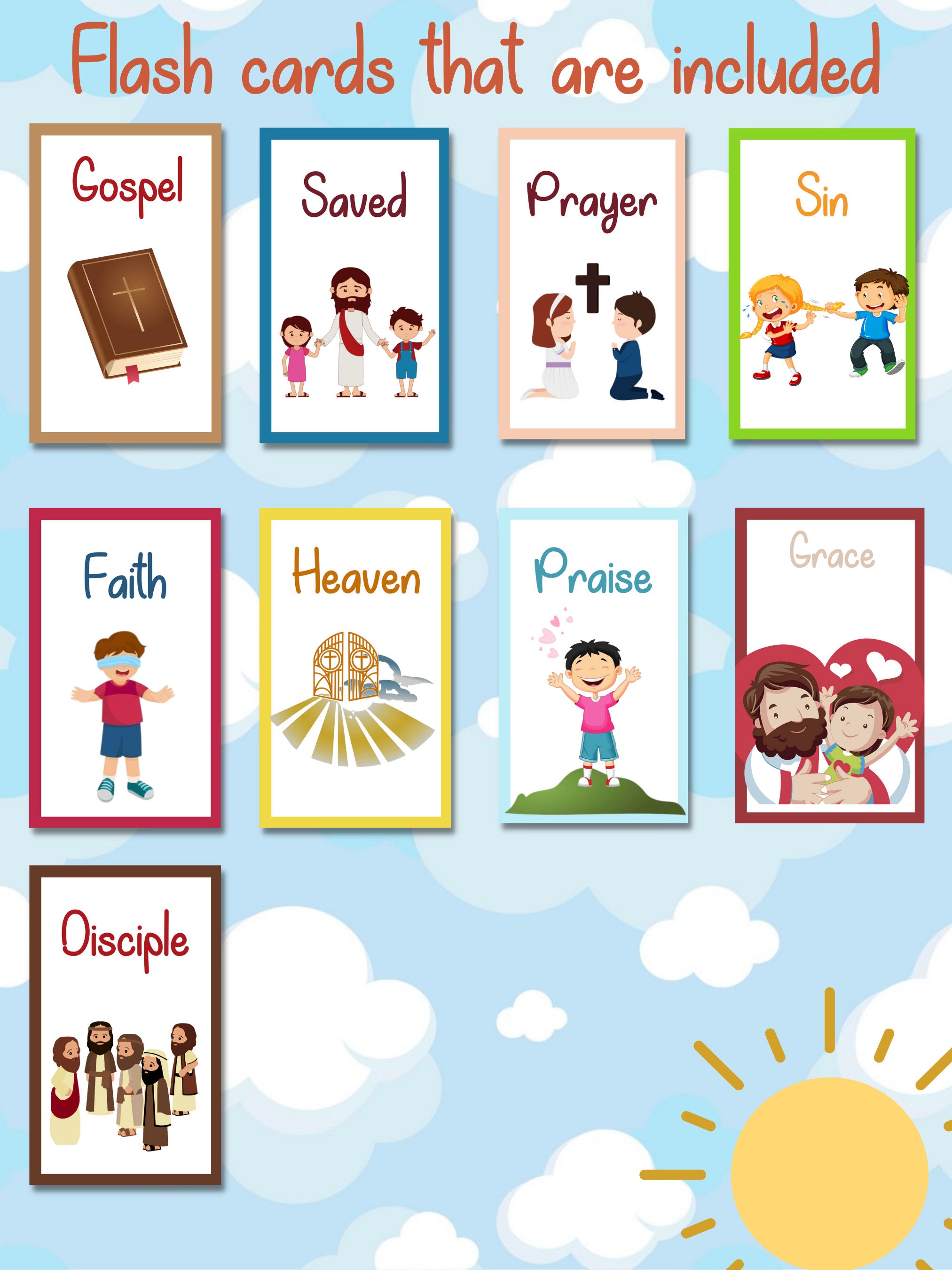 Bible Term Flashcards for Children Bible Flashcards, Chrisitan Learning ...