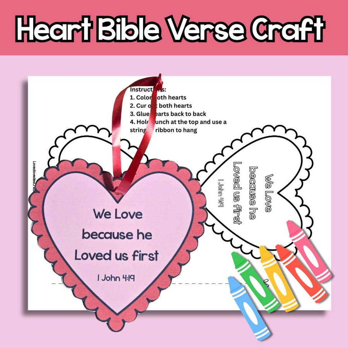 1 John 4:19 Bible Verse Heart Craft, Bible Valentine's Day Craft, Bible ...