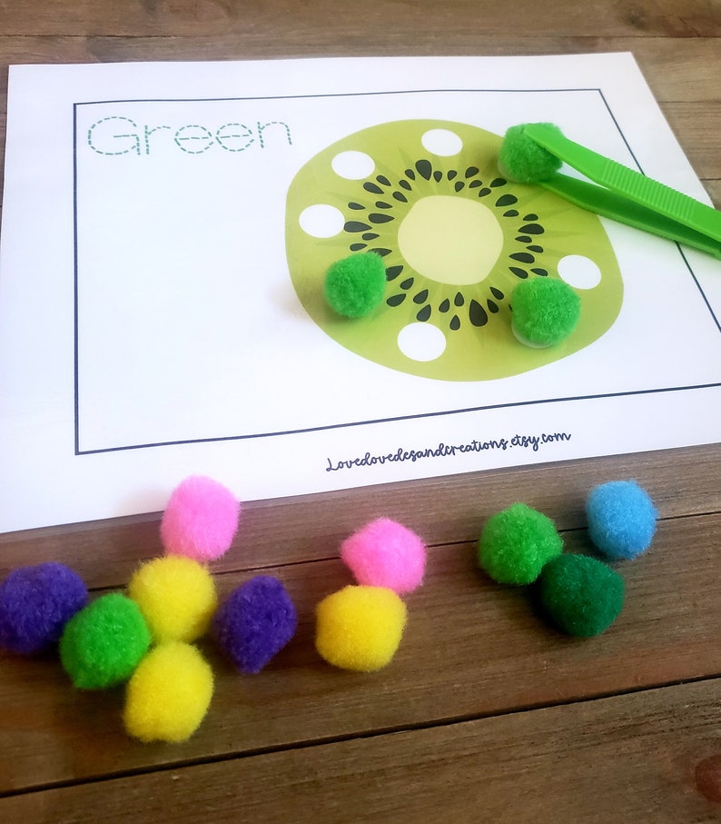 FINE MOTOR POM Pom Color Sorting Activityprinted&shipped Fruit,color ...