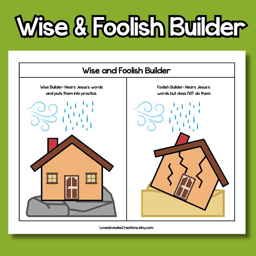 Wise and Foolish Builder Bible Cut and Paste Craft: Sunday School Bible ...