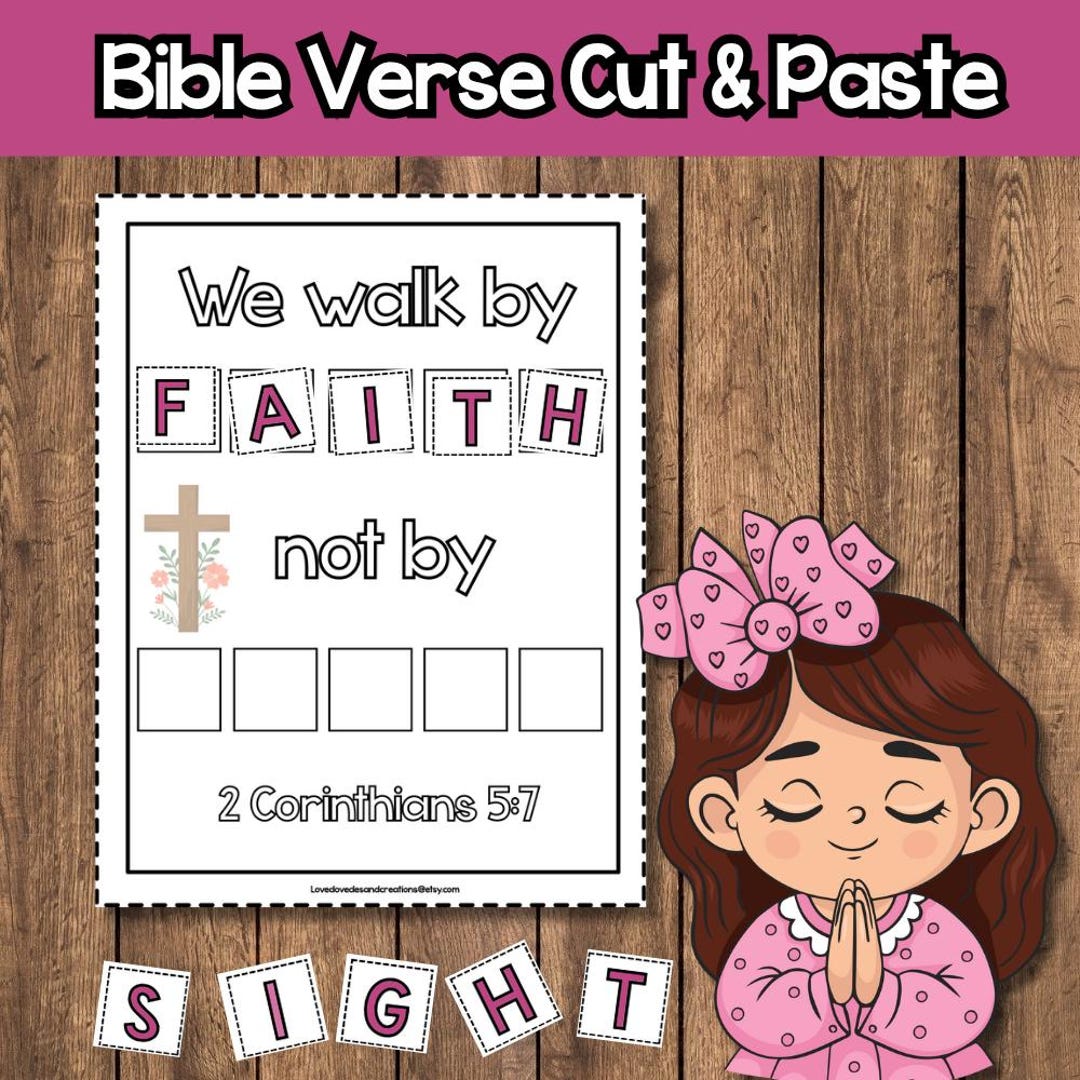 Walk by Faith Bible Verse Cut and Paste Printable (PDF) - Etsy