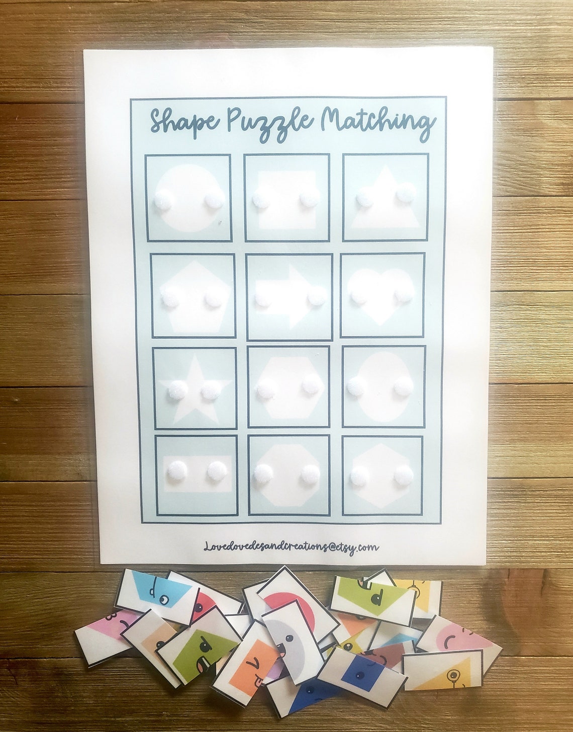 Shape Matching Worksheet Shape Matching Puzzle Shapes - Etsy