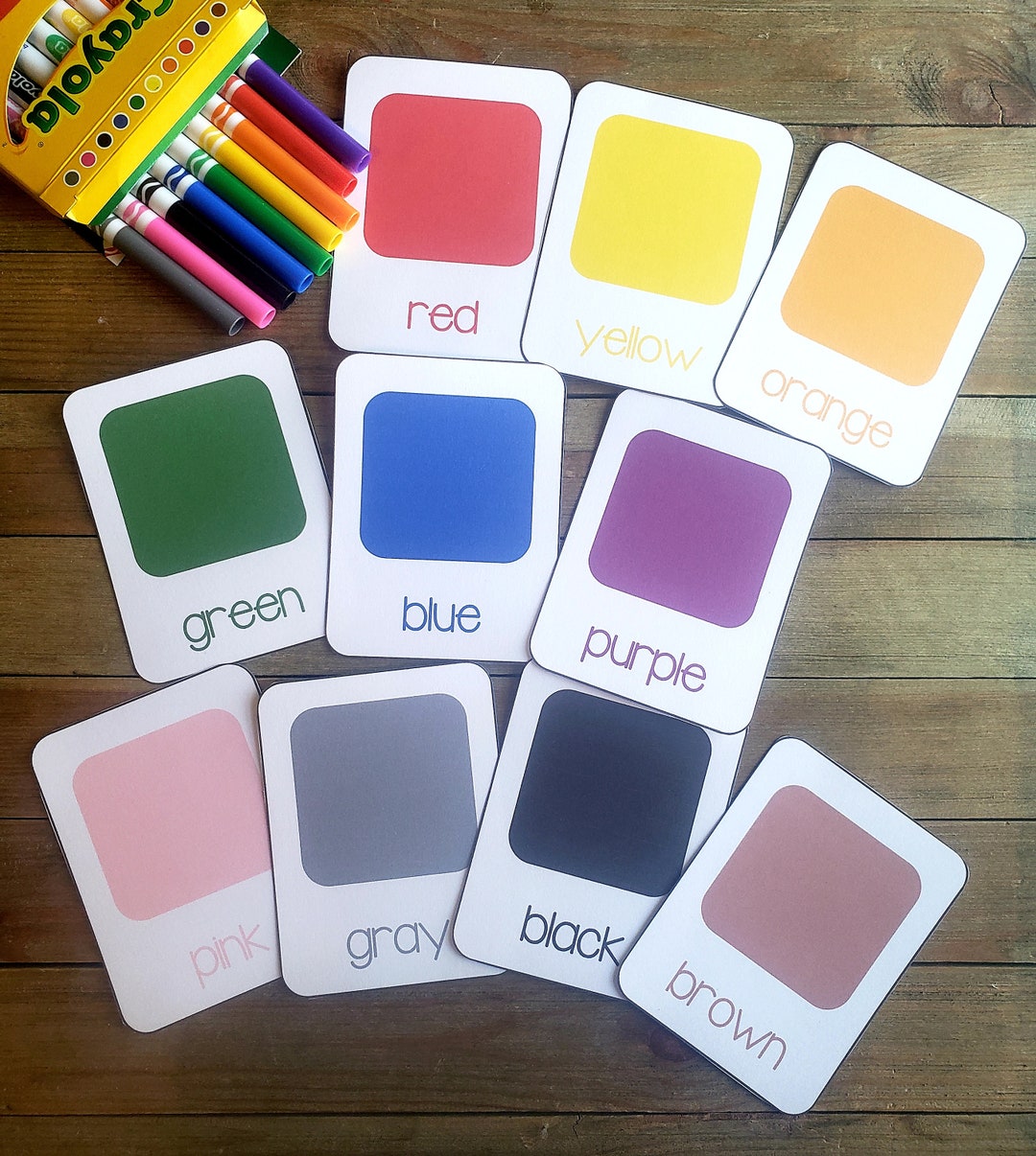 Color Cards Montessori Style, Color Flashcards, Color Matching Activity ...