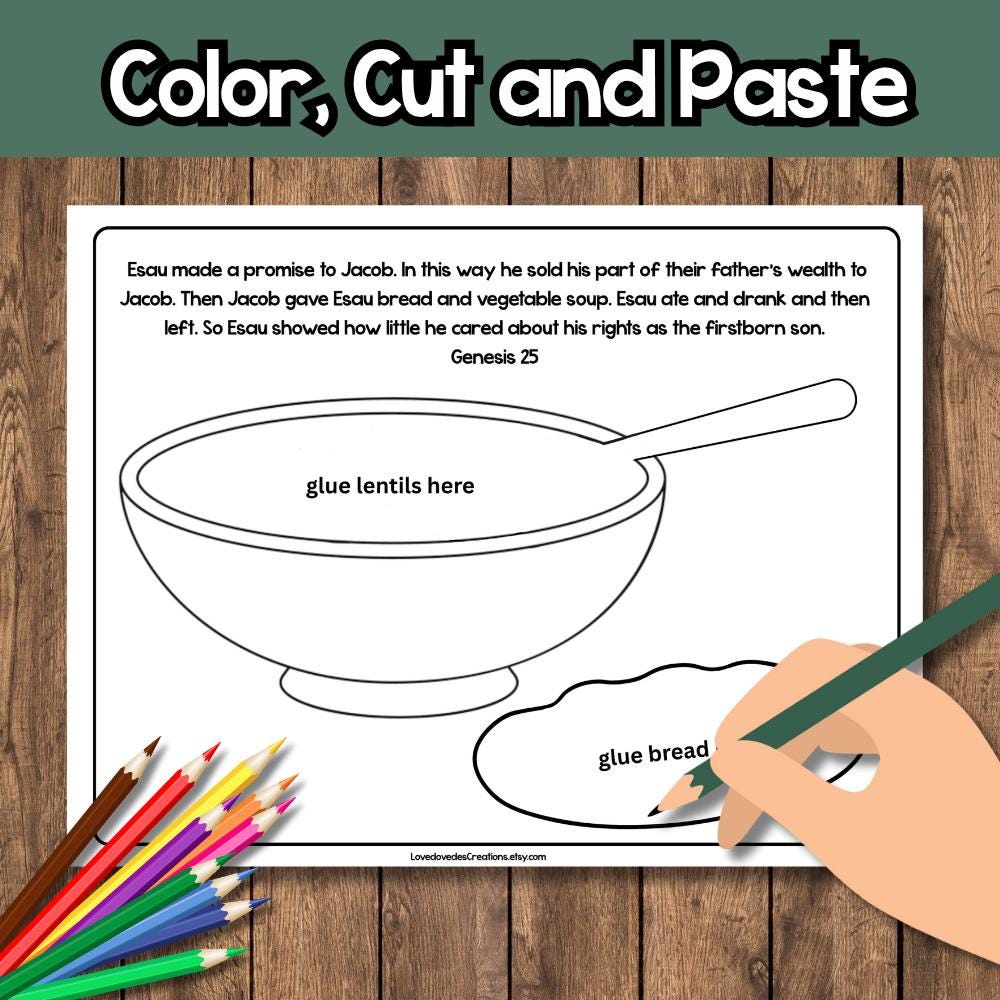Jacob and Esau Bible Craft: Cut and Paste Sunday School Lesson (PDF) - Etsy