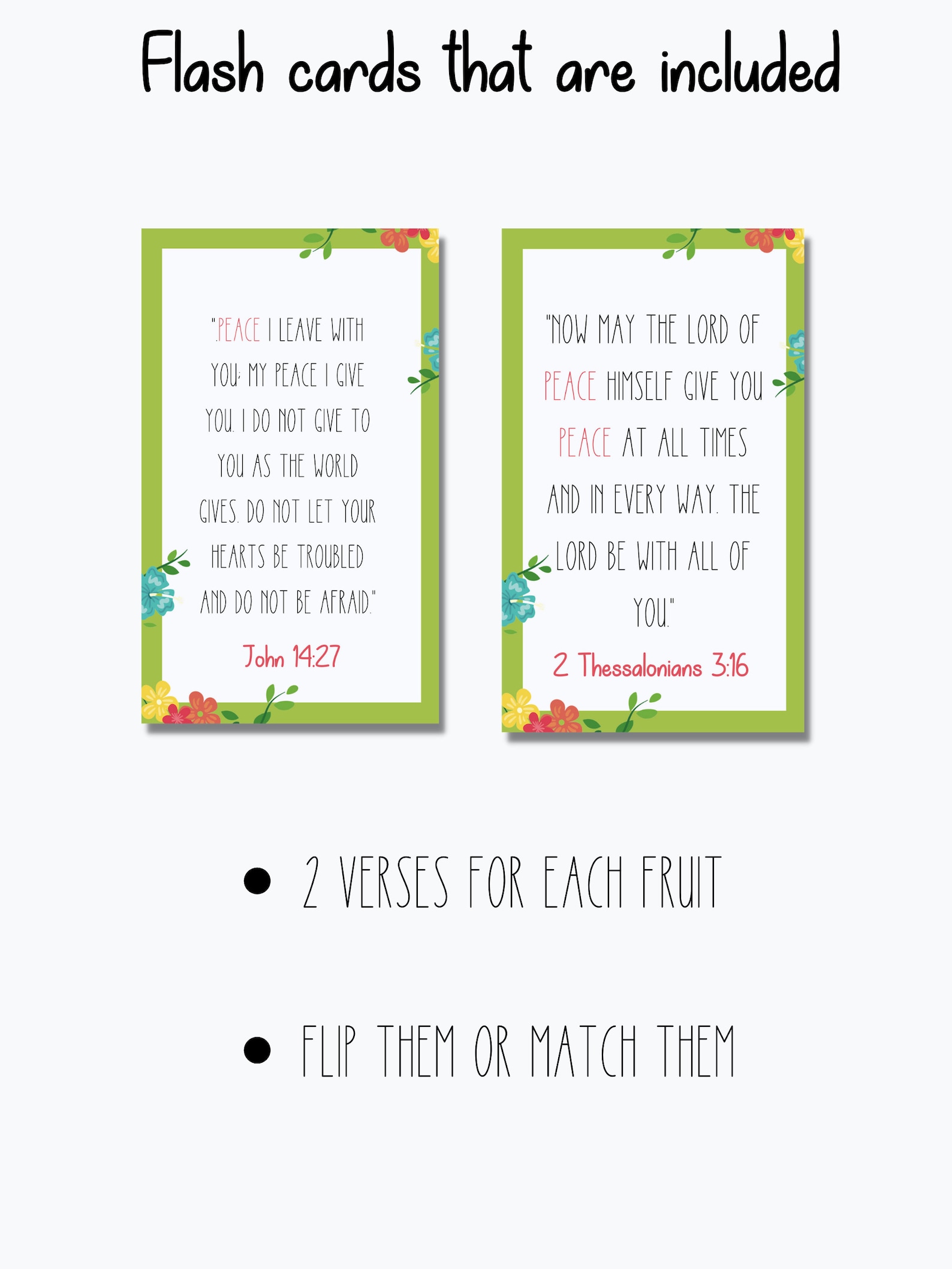 Fruit of the Spirit Flash Cards, Bible Flash Cards, Fruit of the Spirit ...