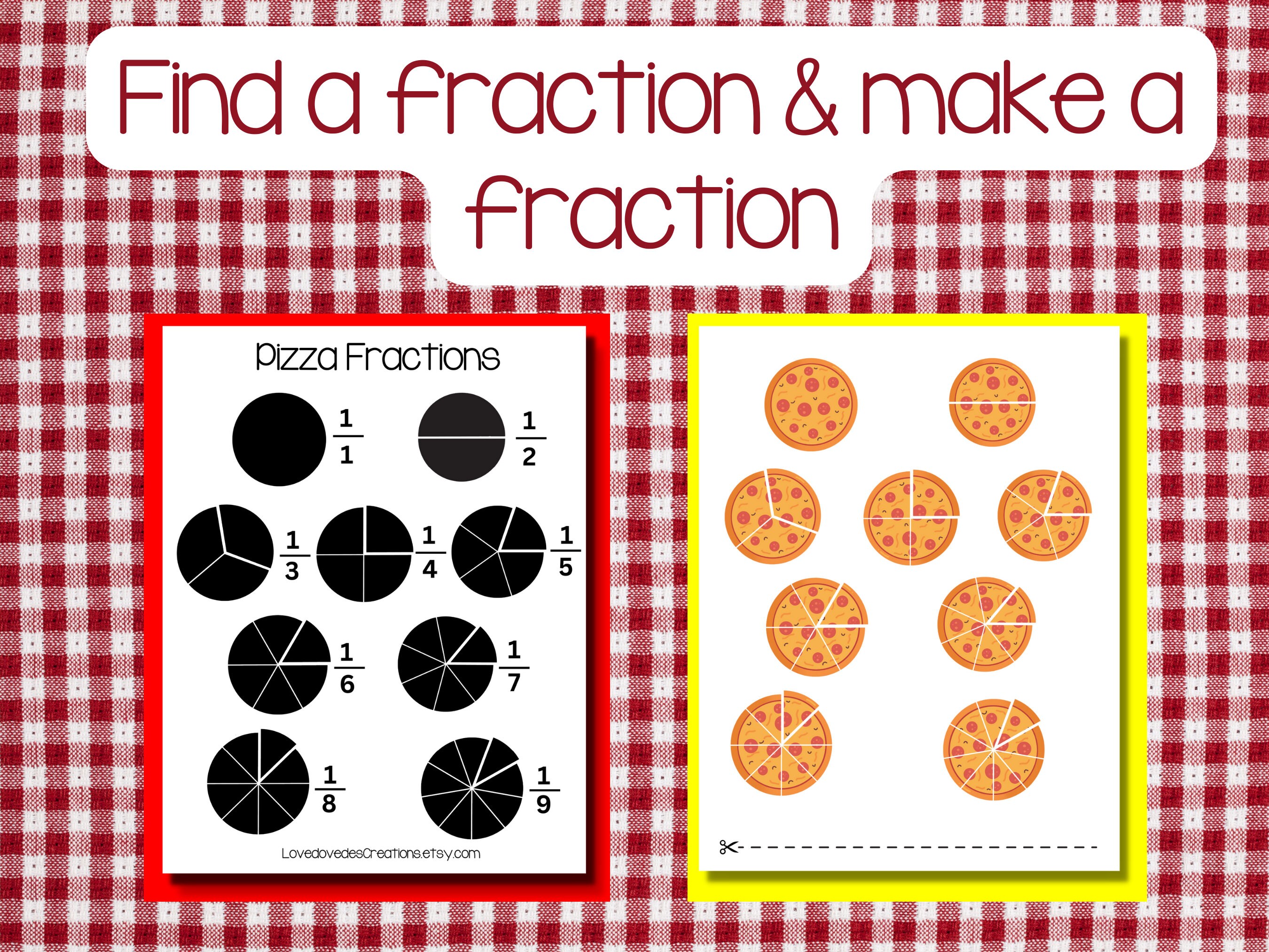 Pizza Fractions Printable: Fun Math Activity (PDF) - Etsy