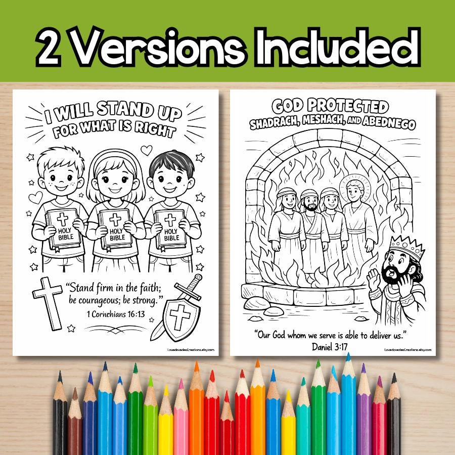 Shadrach, Meshach and Abednego Fiery Furnace Bible Coloring Page Sunday ...