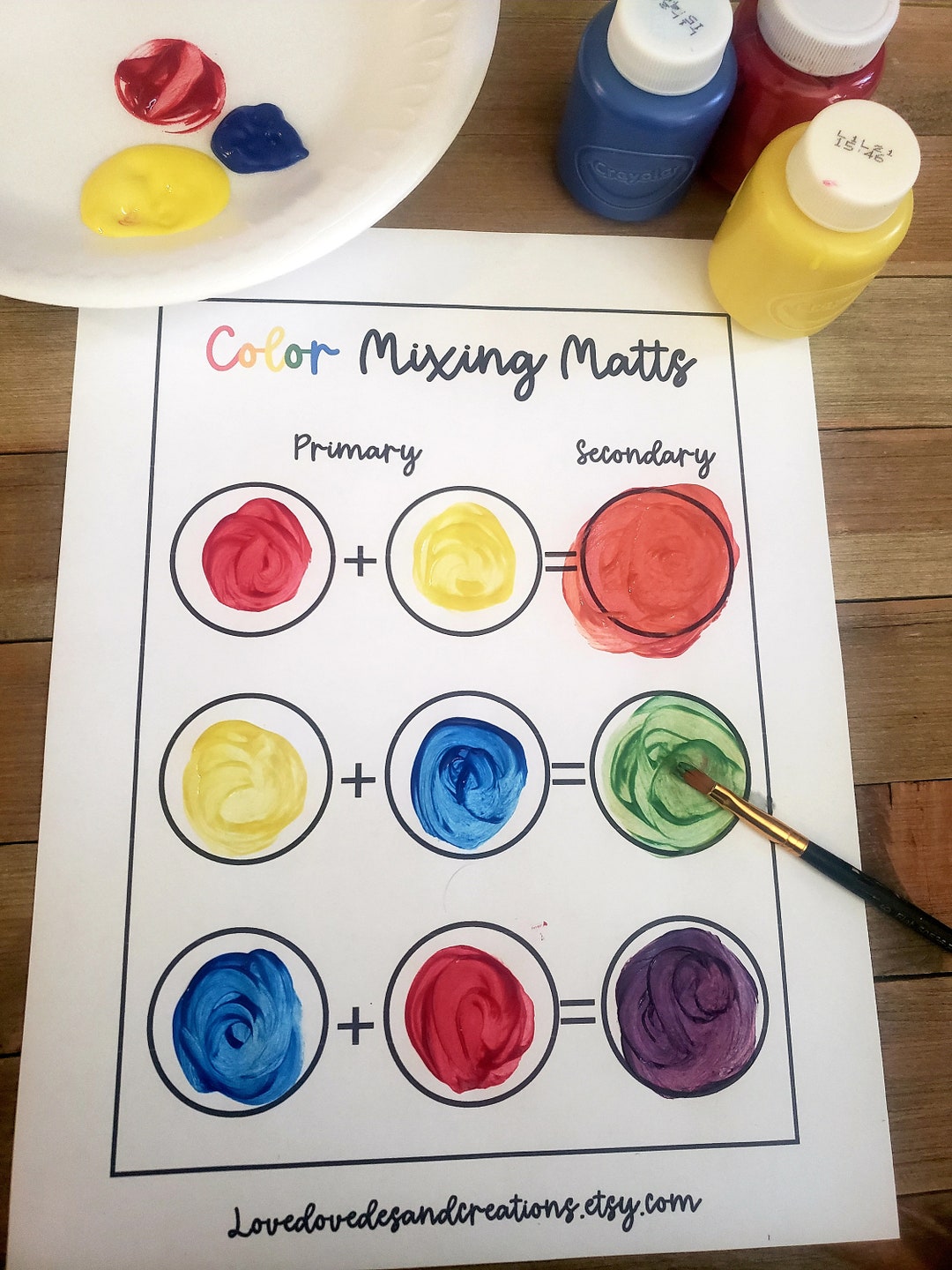 COLOR MIXING MAT, Color Mixing Printable, Color Mixing Worksheet ...