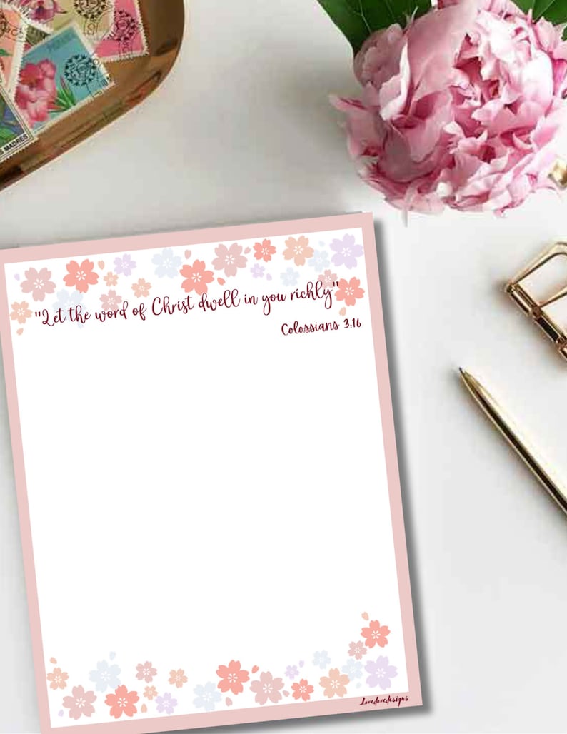 Bible Verse Notepad: Customizable Christian Stationary, Christian ...