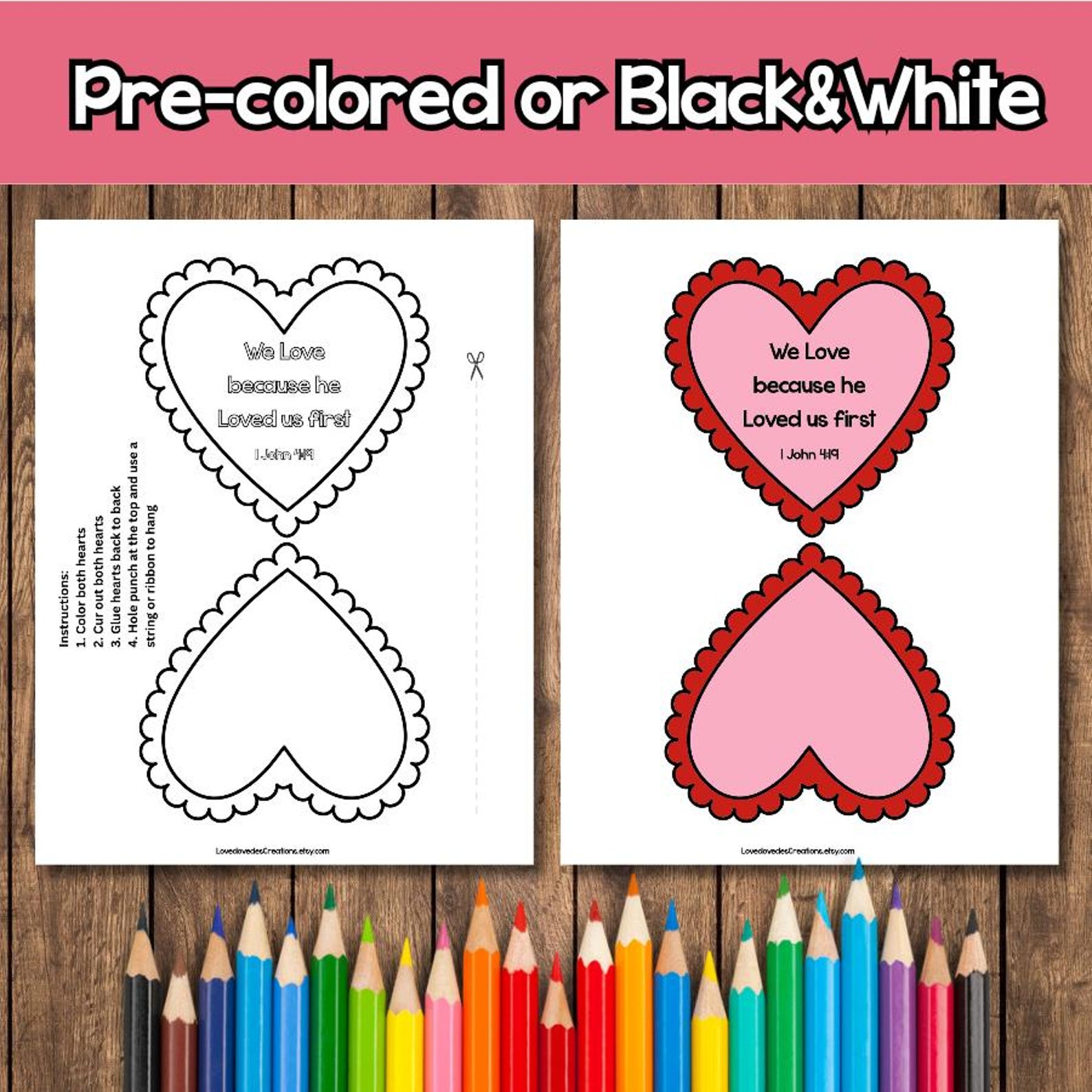 1 John 4:19 Bible Verse Heart Craft, Bible Valentine's Day Craft, Bible ...
